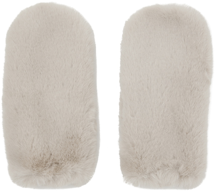 Stand Studio Off-White Charlie Faux-Fur Mittens Stand Studio