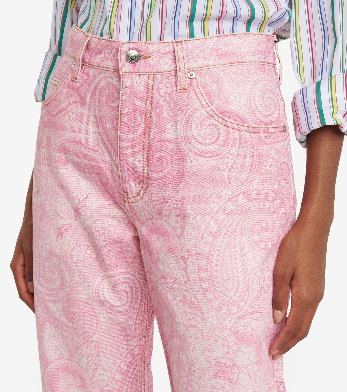 Etro - Printed high-rise straight jeans Etro