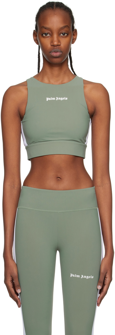 Palm Angels Green Track Sports Bra Palm Angels