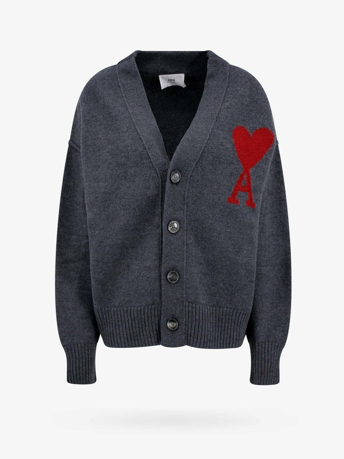 Ami Paris Cardigan Grey Womens AMI