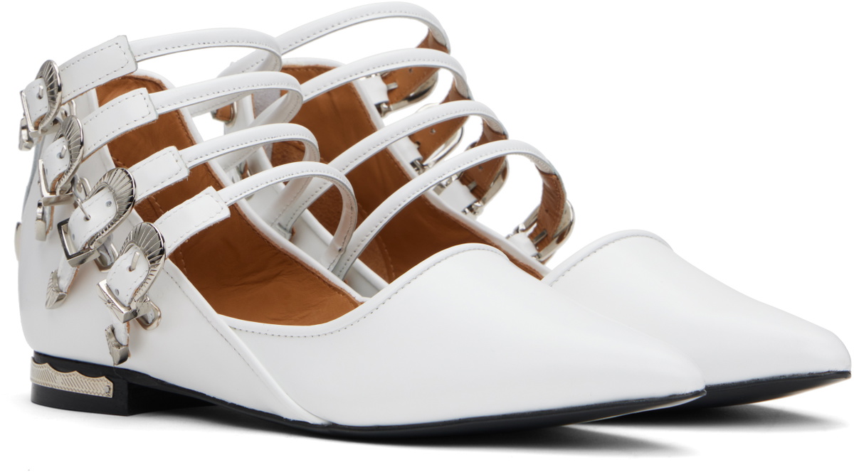Toga Pulla White Polido Multi Strap Ballerina Flats Toga Pulla