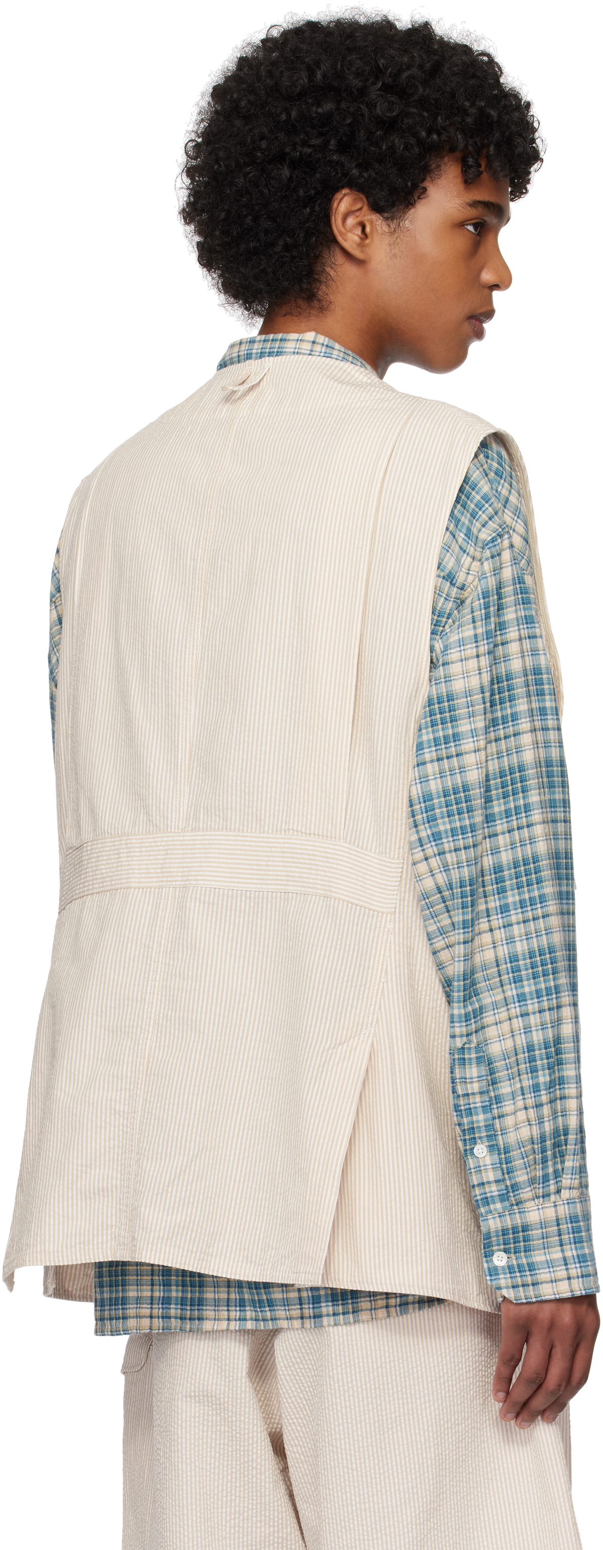 Engineered Garments Beige & White Hunting Vest Engineered Garments