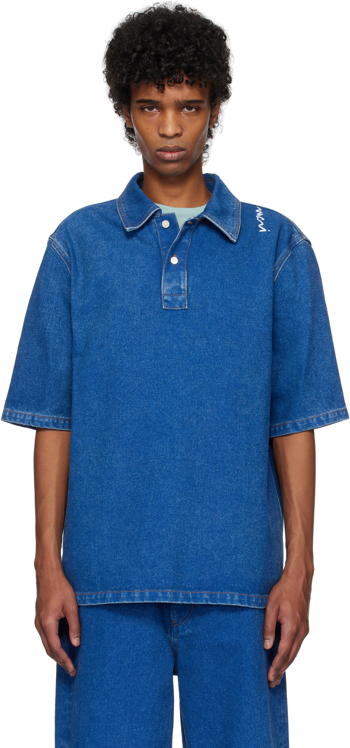 Marni Blue Oversize Denim Polo Marni