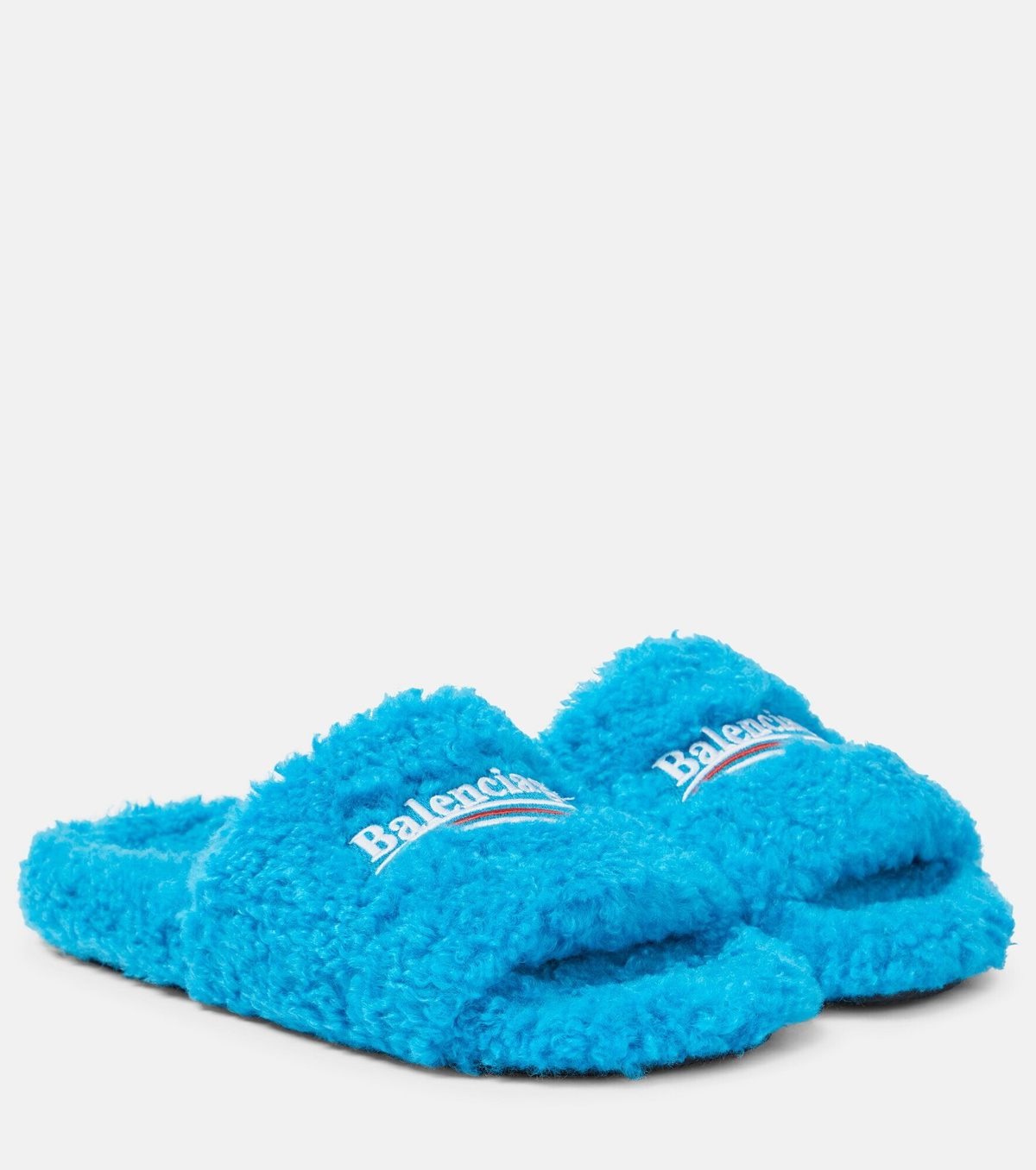 Balenciaga - Logo faux shearling slides Balenciaga