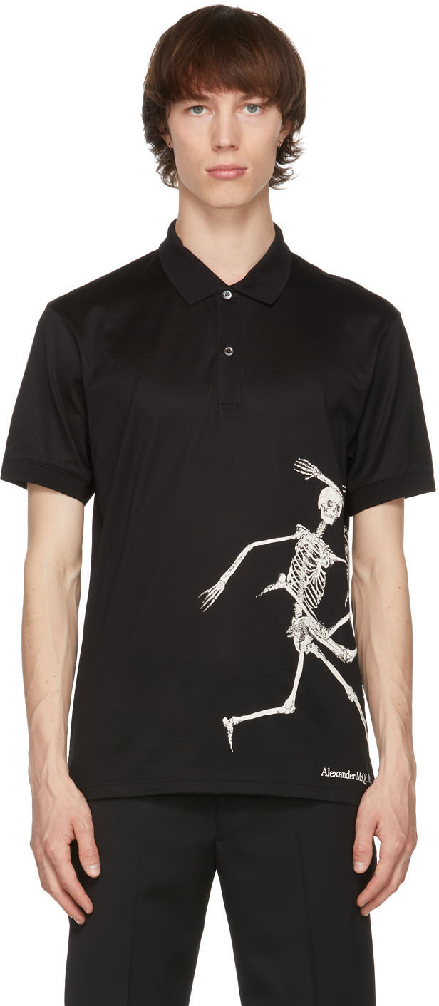 Alexander McQueen Black Skeleton Print Polo Alexander McQueen