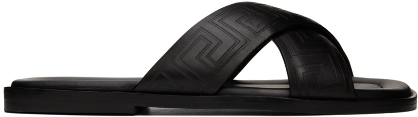 Versace Black Greca Sandals Versace