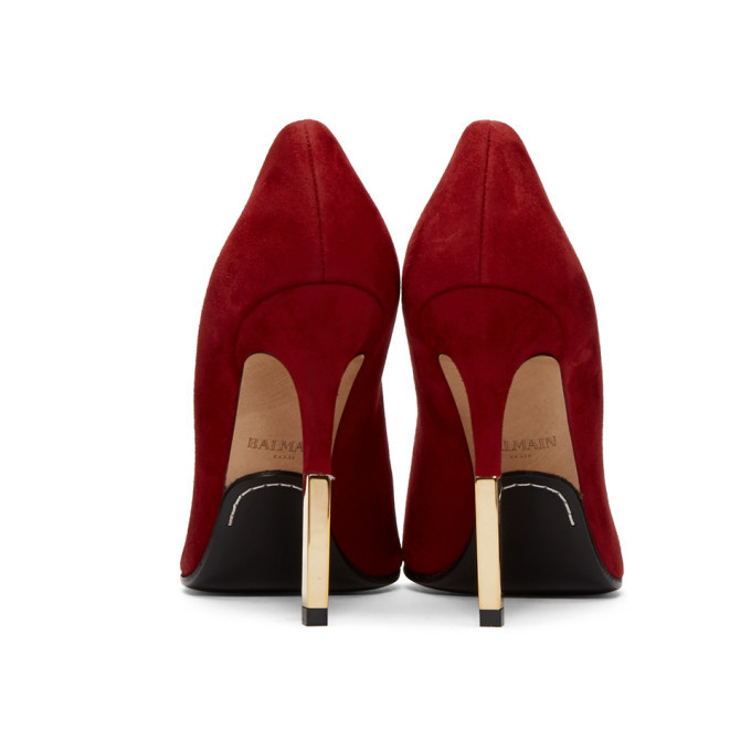 Balmain Red Suede Agnes Heels Balmain