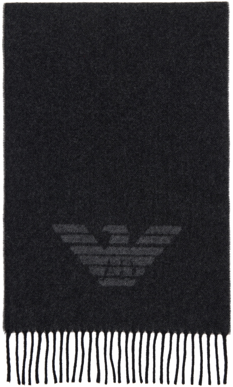 Emporio Armani Gray Graphic Scarf Emporio Armani
