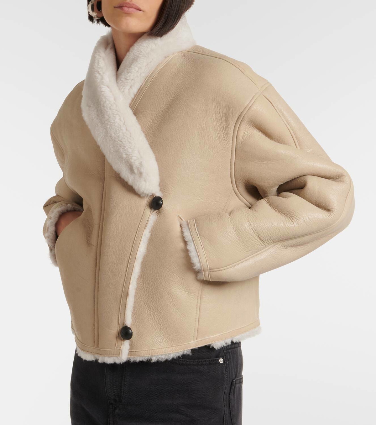 Isabel Marant Eriana shearling-trimmed leather jacket Isabel Marant