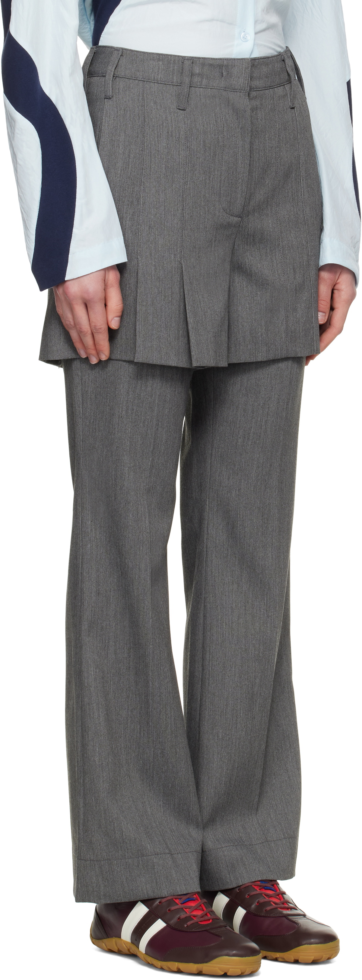 OPEN YY Gray Overlay Trousers OPEN YY