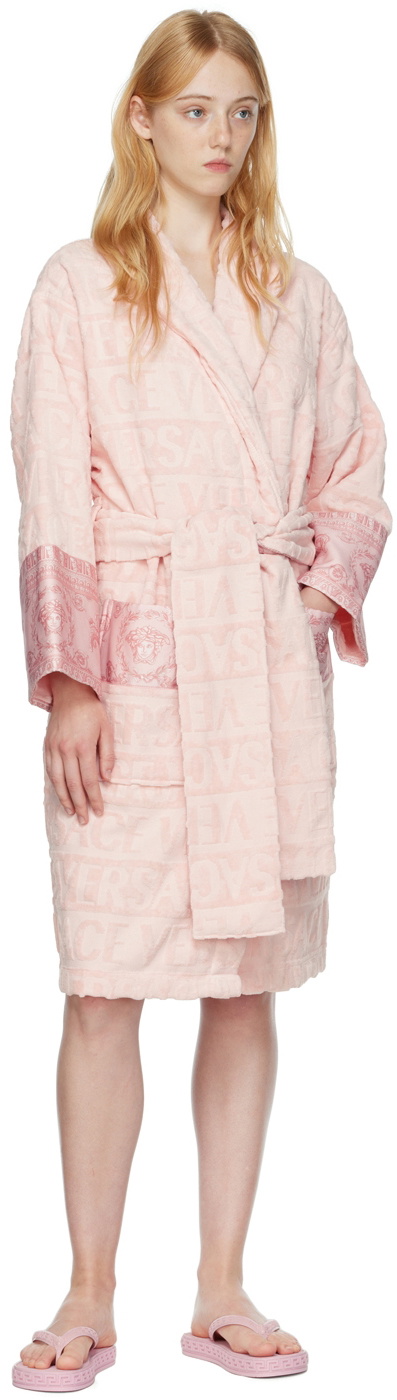 Versace Underwear Pink Embossed Robe Versace Underwear