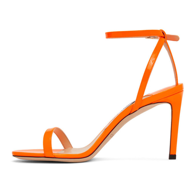 Jimmy Choo Orange Patent Minny 85 Sandals Jimmy Choo