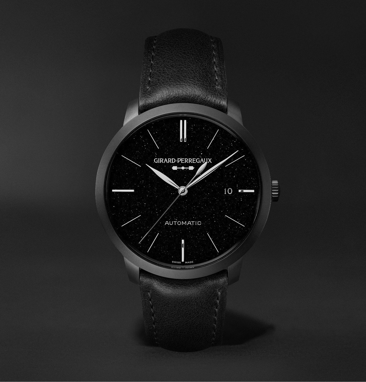 Girard-Perregaux - 1966 Blue Moon Automatic 40mm Stainless Steel and Leather Watch, Ref. No ...