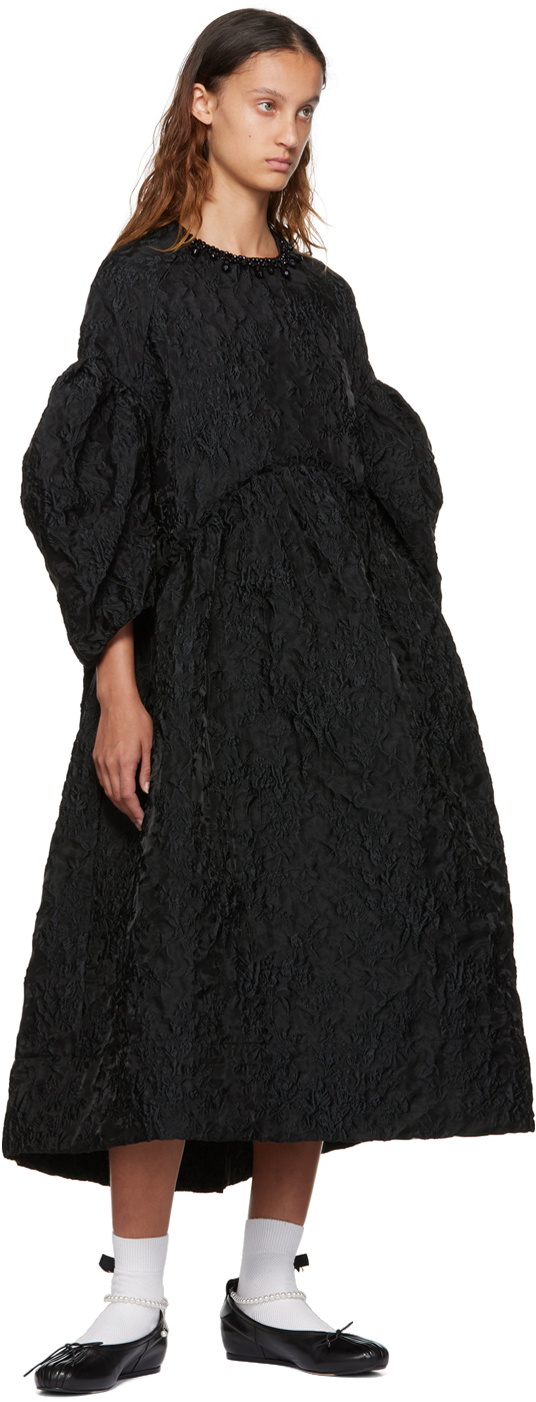 Simone Rocha Black Embroidered Midi Dress Simone Rocha