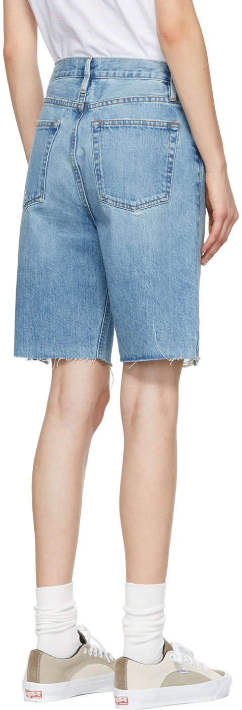 Frame Blue High-Rise Denim Shorts Frame Denim