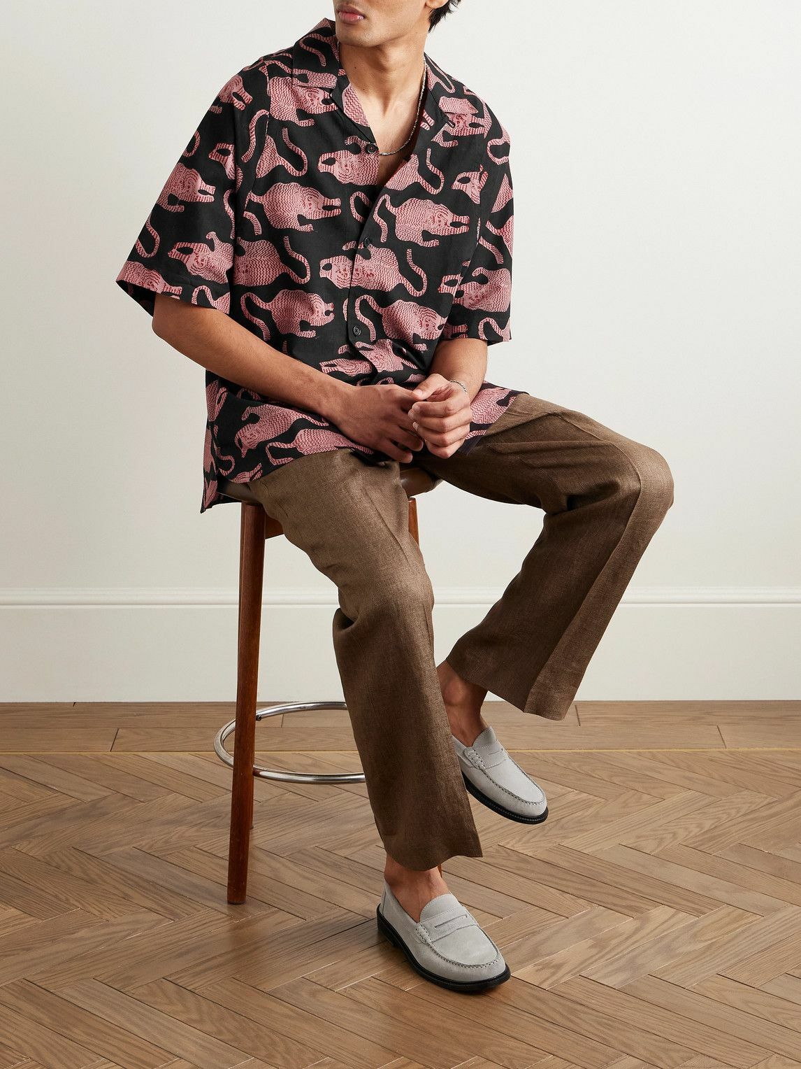 Kardo - Yusuke Convertible-Collar Printed Cotton Shirt - Pink Kardo