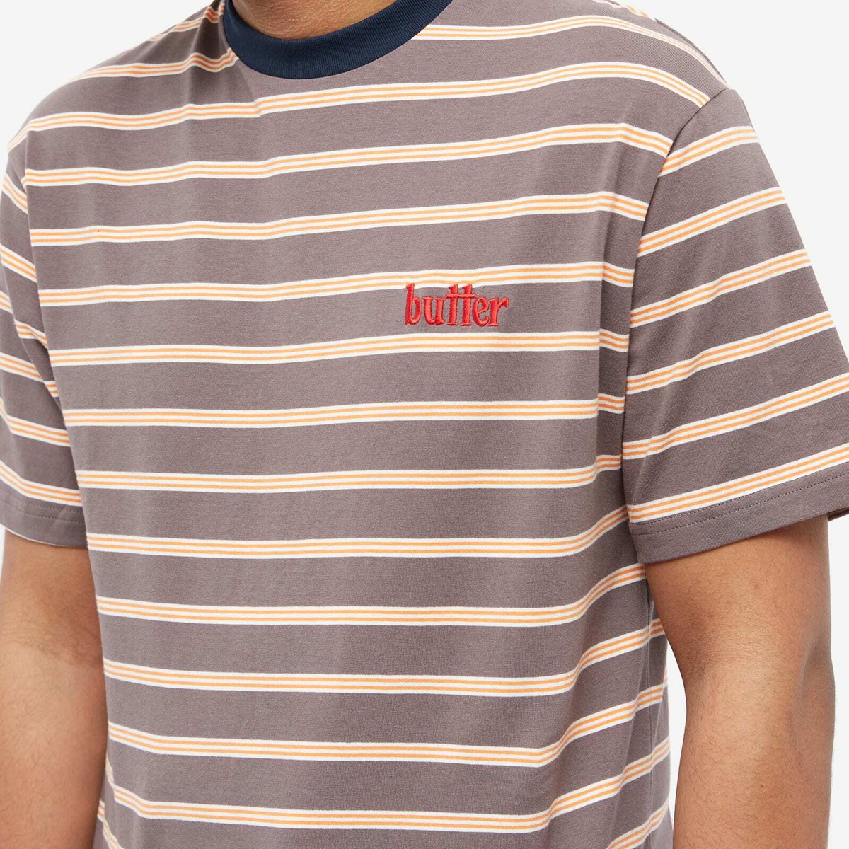 Butter Goods Men's Hyde Stripe T-Shirt in Brown Butter Goods
