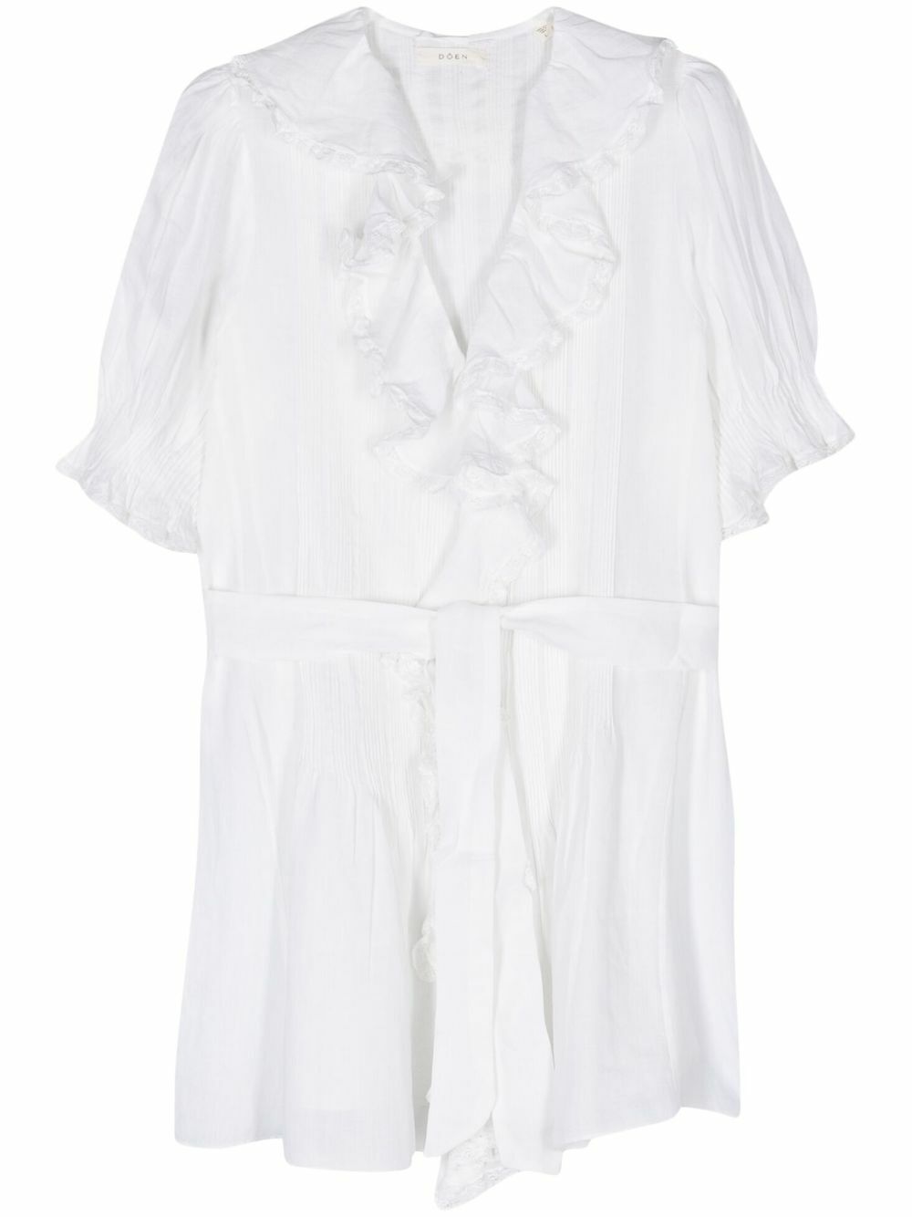 DÔEN White Piper Ruffled Mini Dress DÔEN