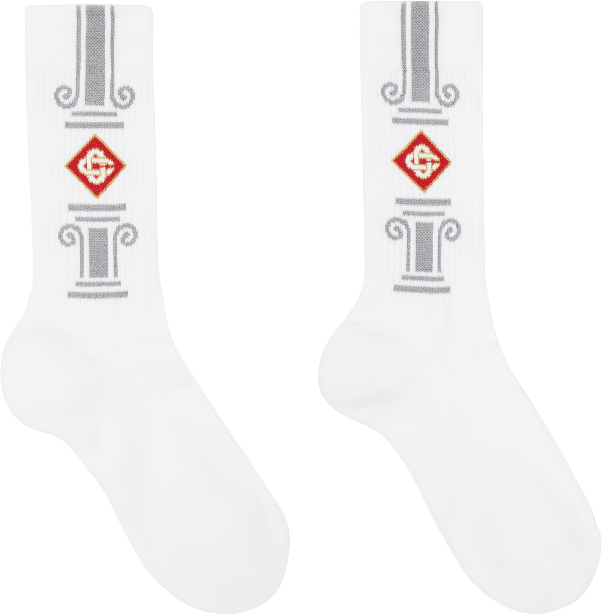 Casablanca White Gray Column Socks Casablanca