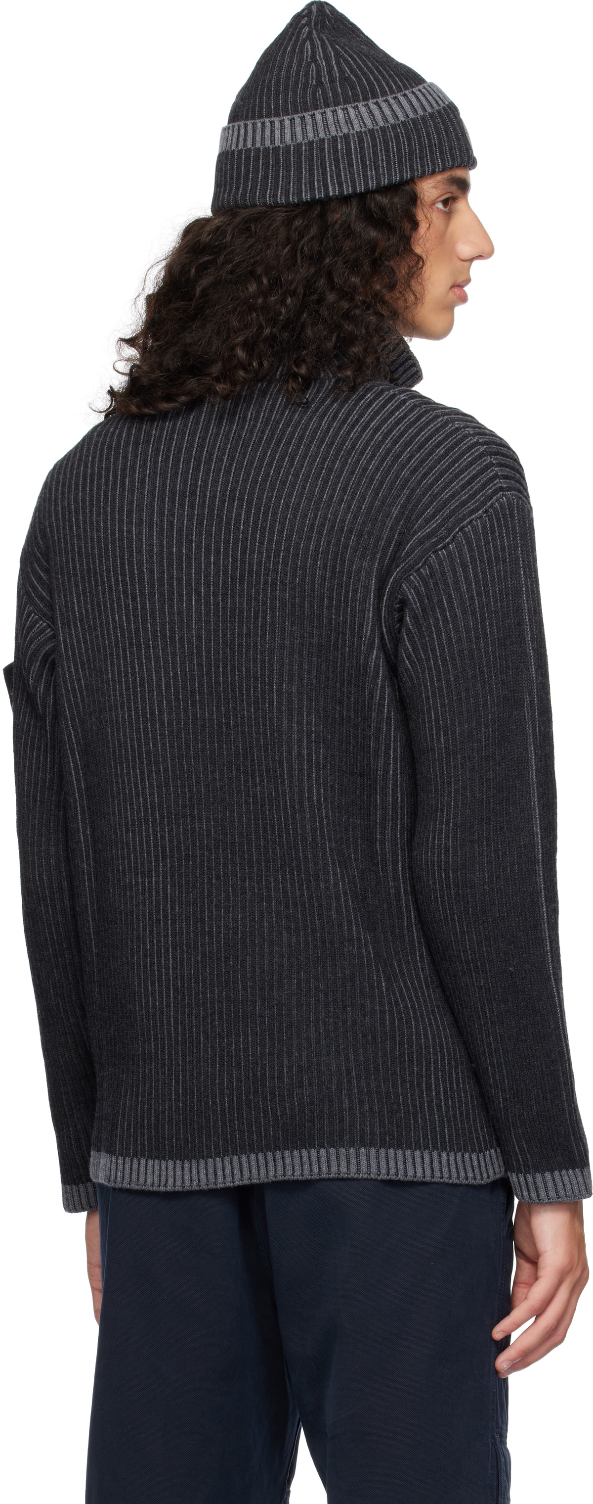 Stone Island Gray 516C1 Vanisé Full Rib RWS Wool Sweater Stone Island