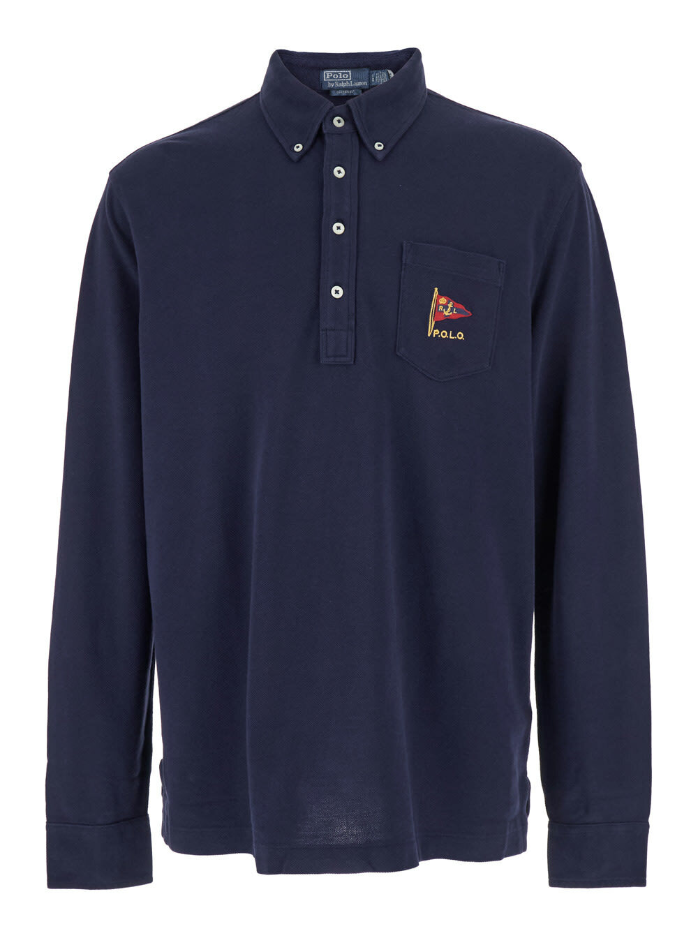 Polo Ralph Lauren Blue Polo With Classic Collar And Embroidered Logo On ...