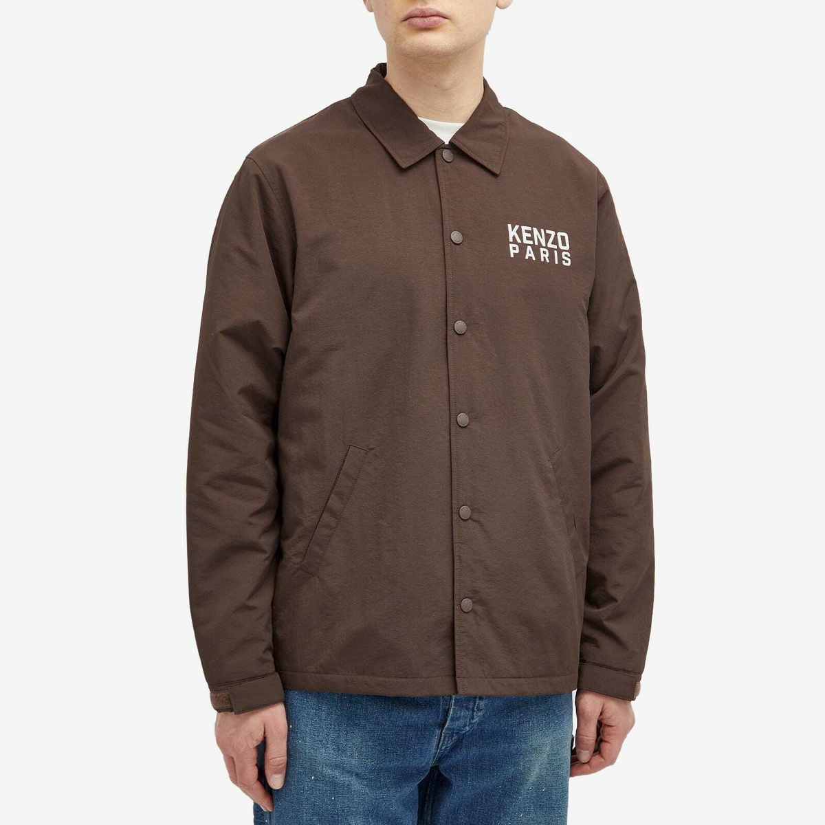 Kenzo Men's Happy Tiger Heavy Coach Jacket in Dark Brown Kenzo
