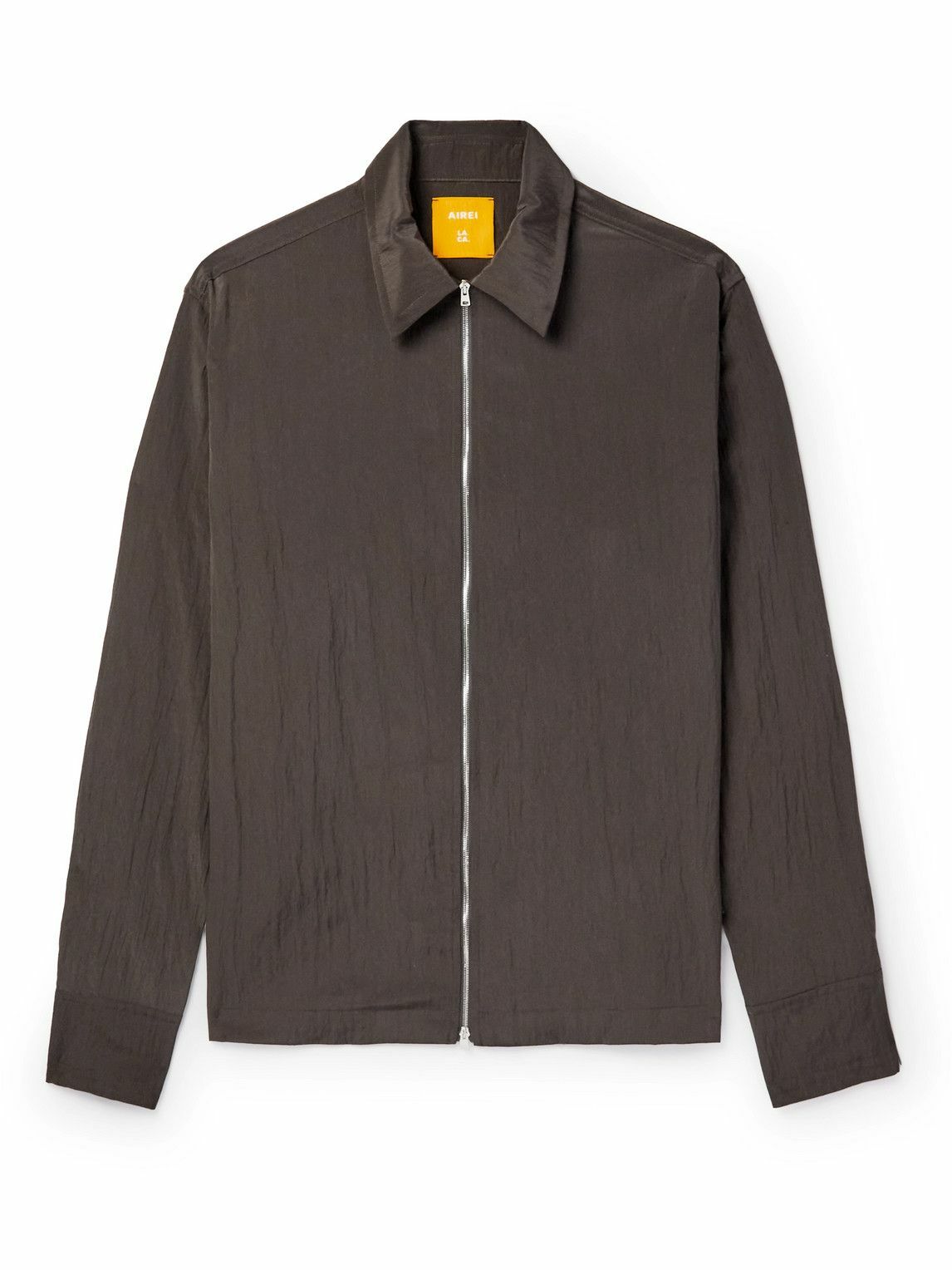 AIREI - Crinkled Wool-Blend Shirt - Black AIREI