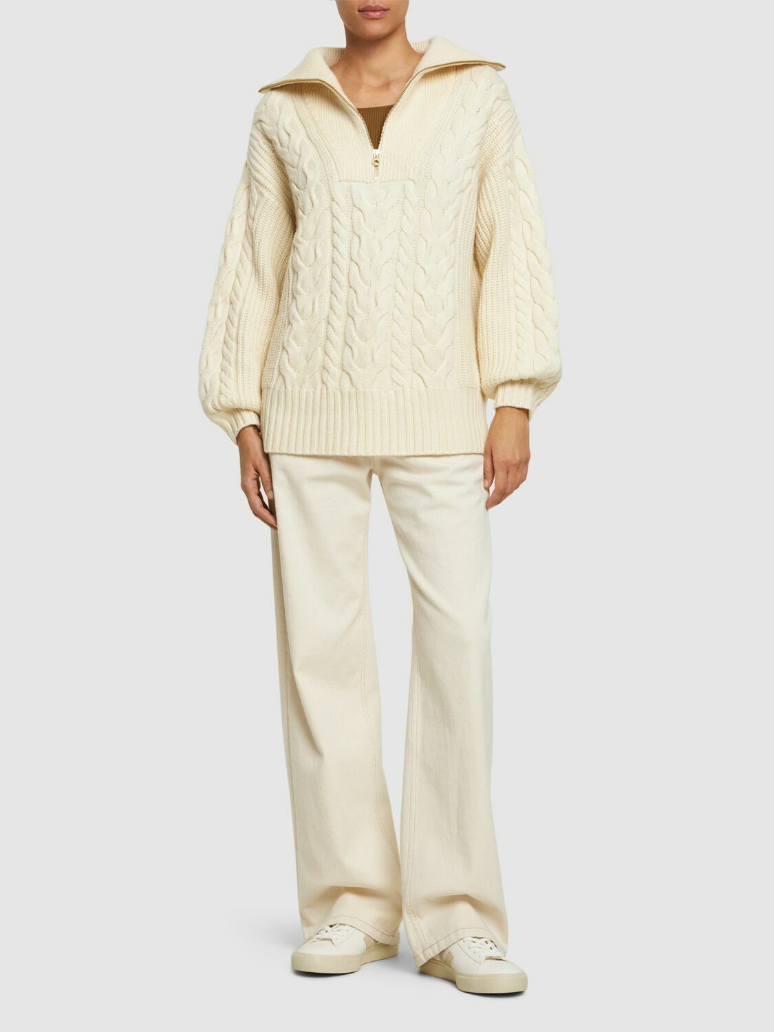 VARLEY - Daria Half Zip Cable Knit Sweater Varley