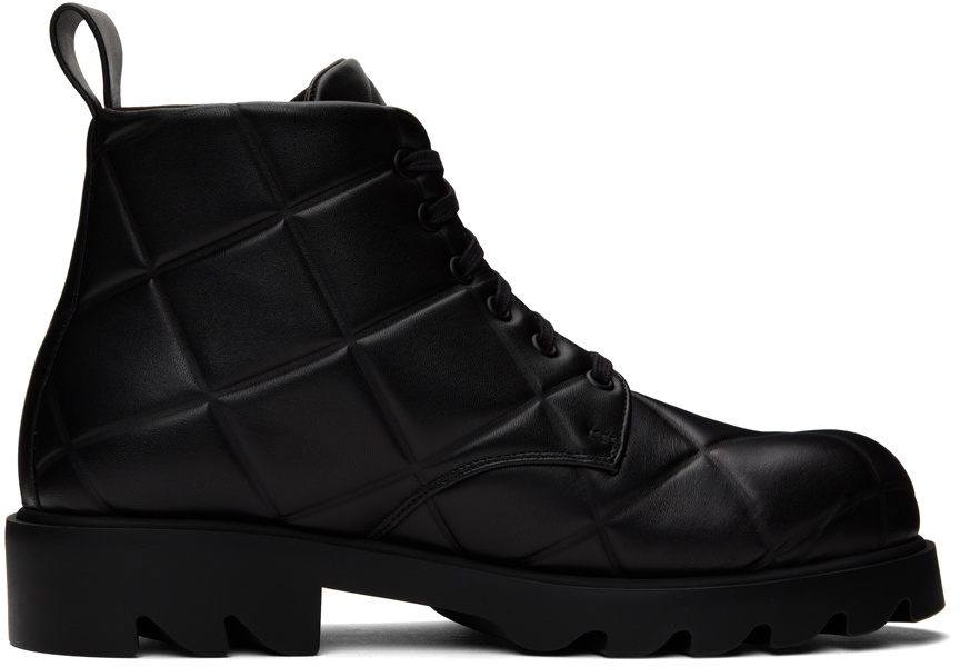Bottega Veneta Black Strut Grid Boots Bottega Veneta