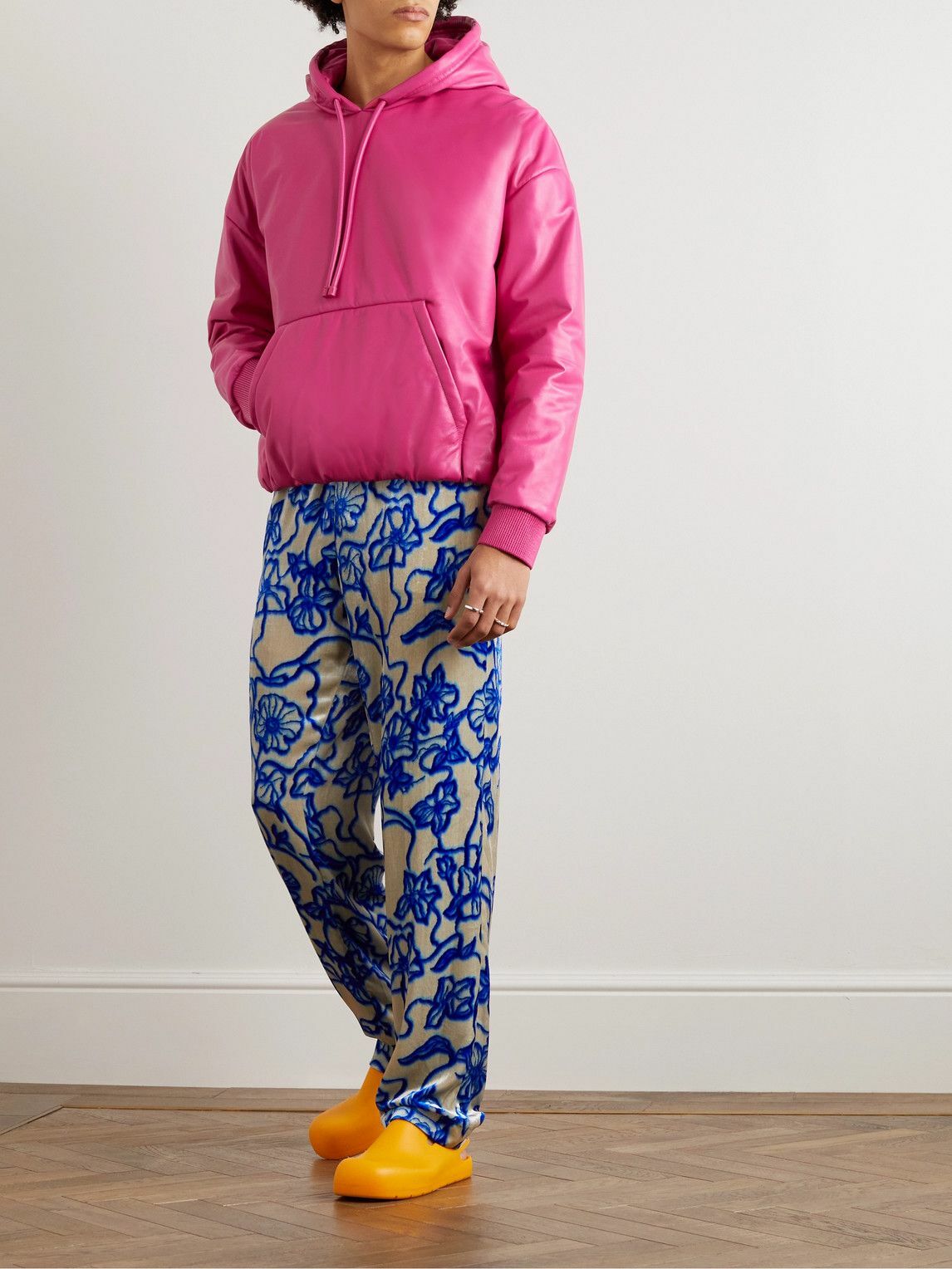 Loewe - Leather Hoodie - Pink Loewe