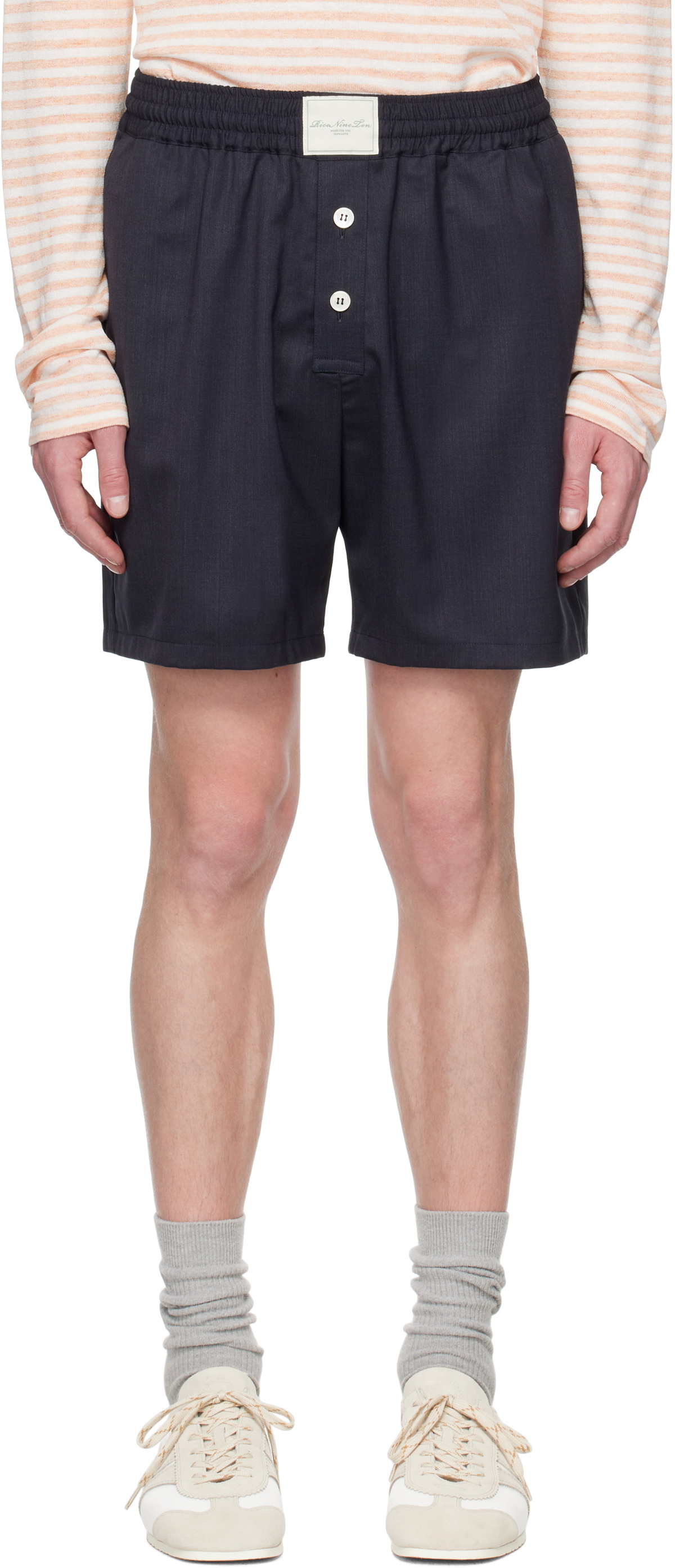 RICE NINE TEN Gray Twill Pajama Shorts RICE NINE TEN