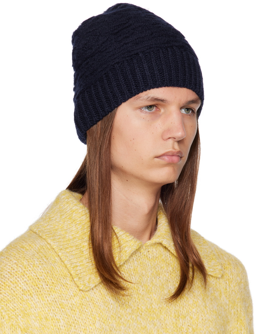 Dries Van Noten Navy Loop Beanie Dries Van Noten