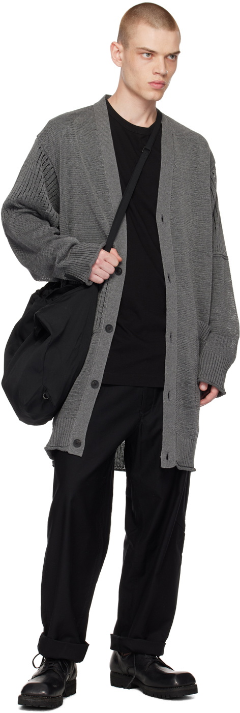 Yohji Yamamoto Gray Two-Pattern Cardigan Yohji Yamamoto