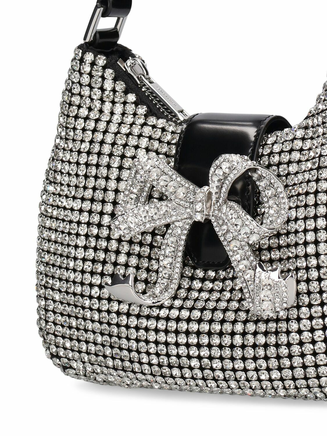 SELF-PORTRAIT Crescent Diamante Bow Shoulder Bag Self-Portrait