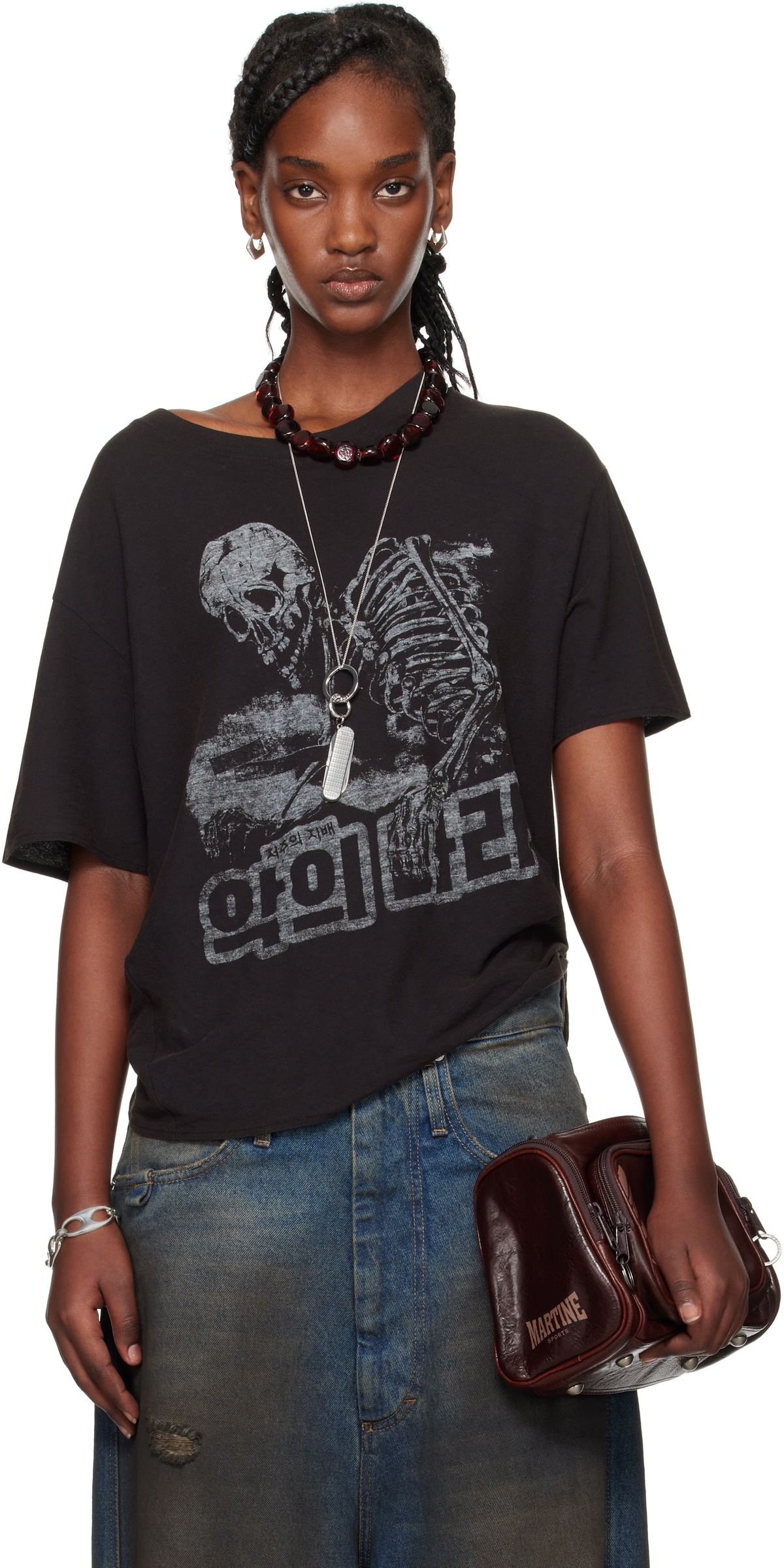 LU'U DAN Black Slubby Jersey T-shirt LU'U DAN