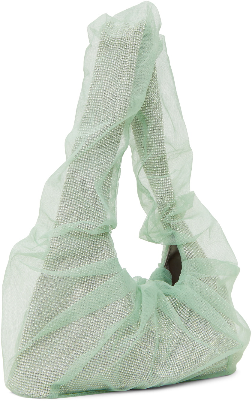 KARA SSENSE Exclusive Silver & Green Crystal Mesh Bag Kara