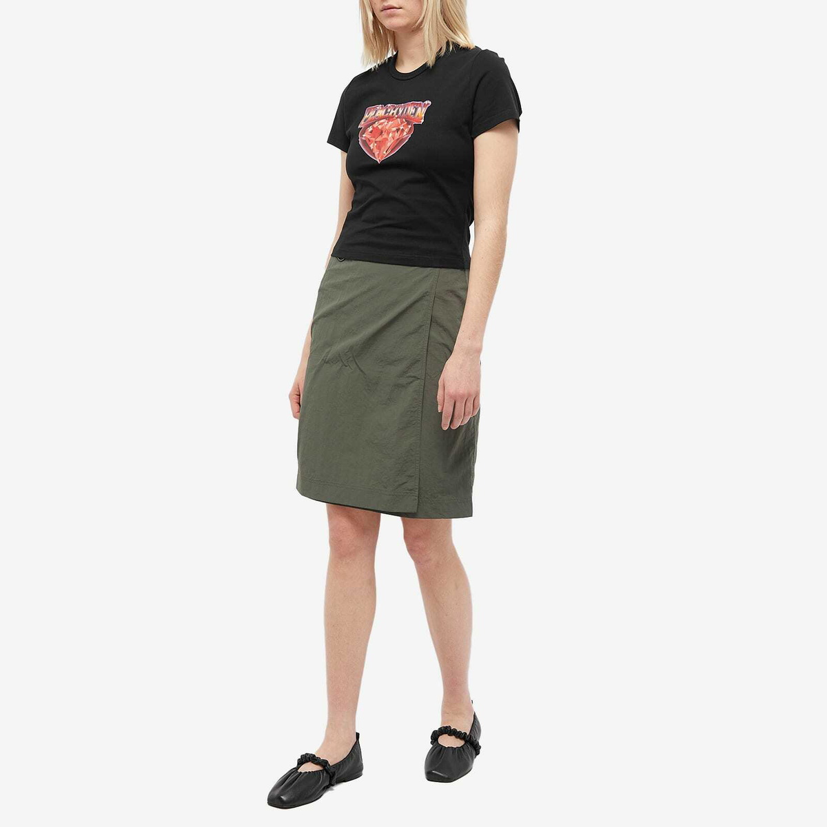 Peachy Den Women's Logo Baby T-Shirt in Black Peachy Den
