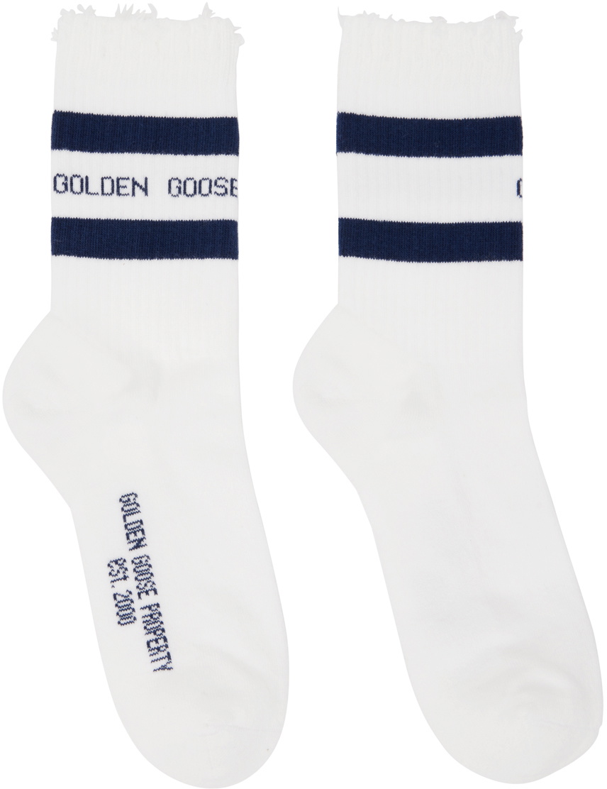 Golden Goose White Logo Socks Golden Goose Deluxe Brand