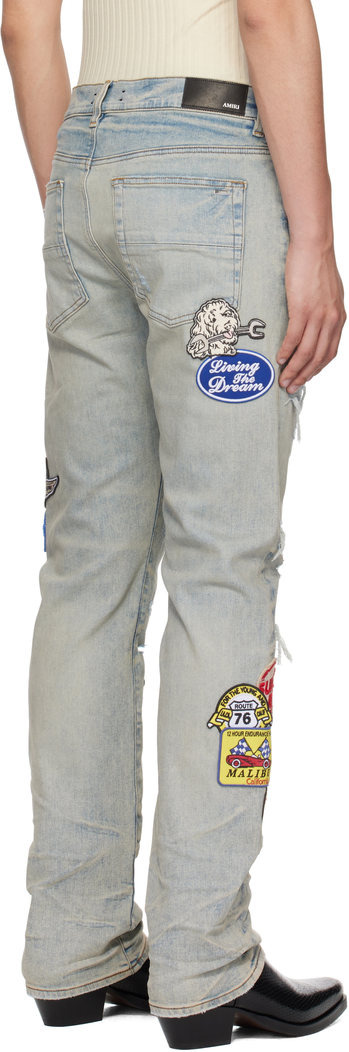 AMIRI Blue Station Patch Repair Slim Jeans Amiri