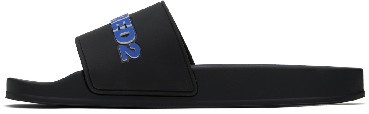 Dsquared2 Black 'DSQUARED2' Logo Pool Slides Dsquared2