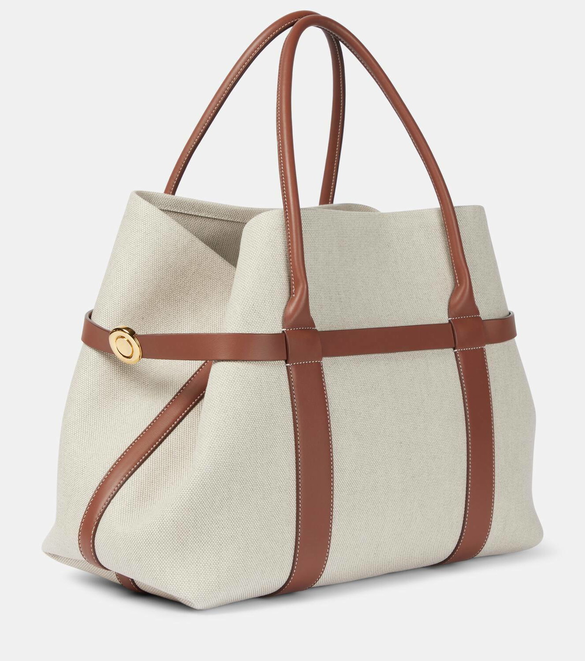 Loro Piana Ghiera Large leather-trimmed canvas shopper Loro Piana