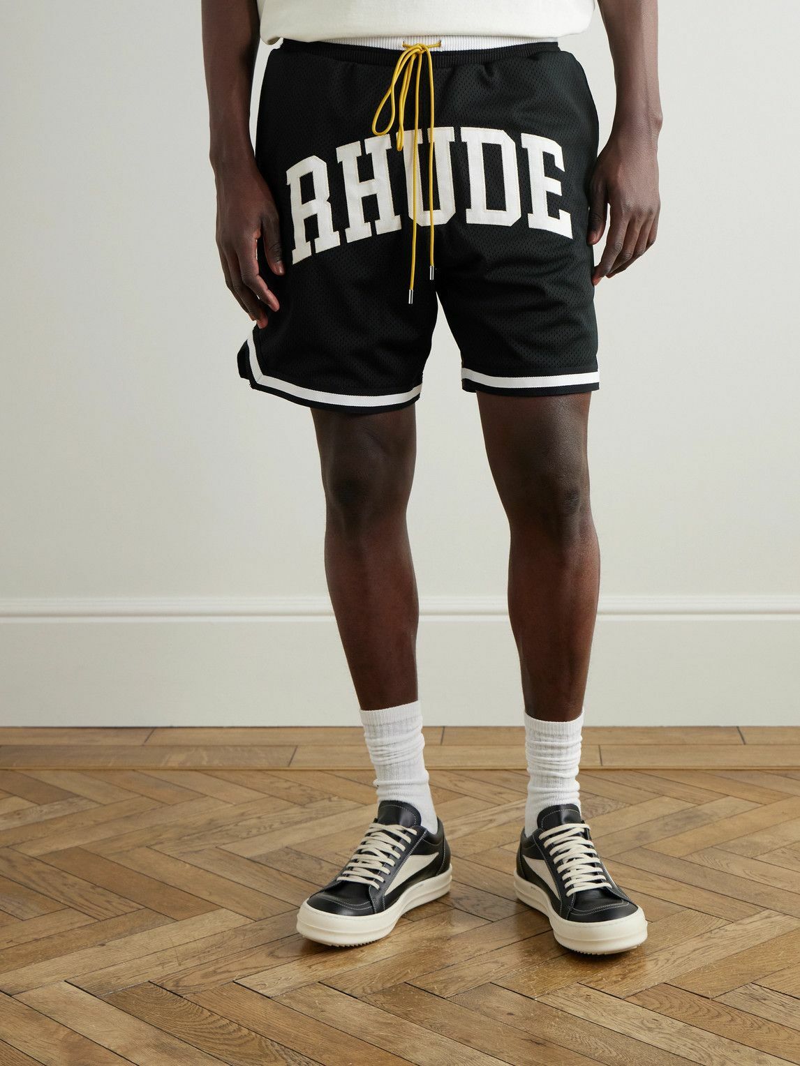Rhude - Logo-Appliquéd Mesh Drawstring Shorts - Black Rhude