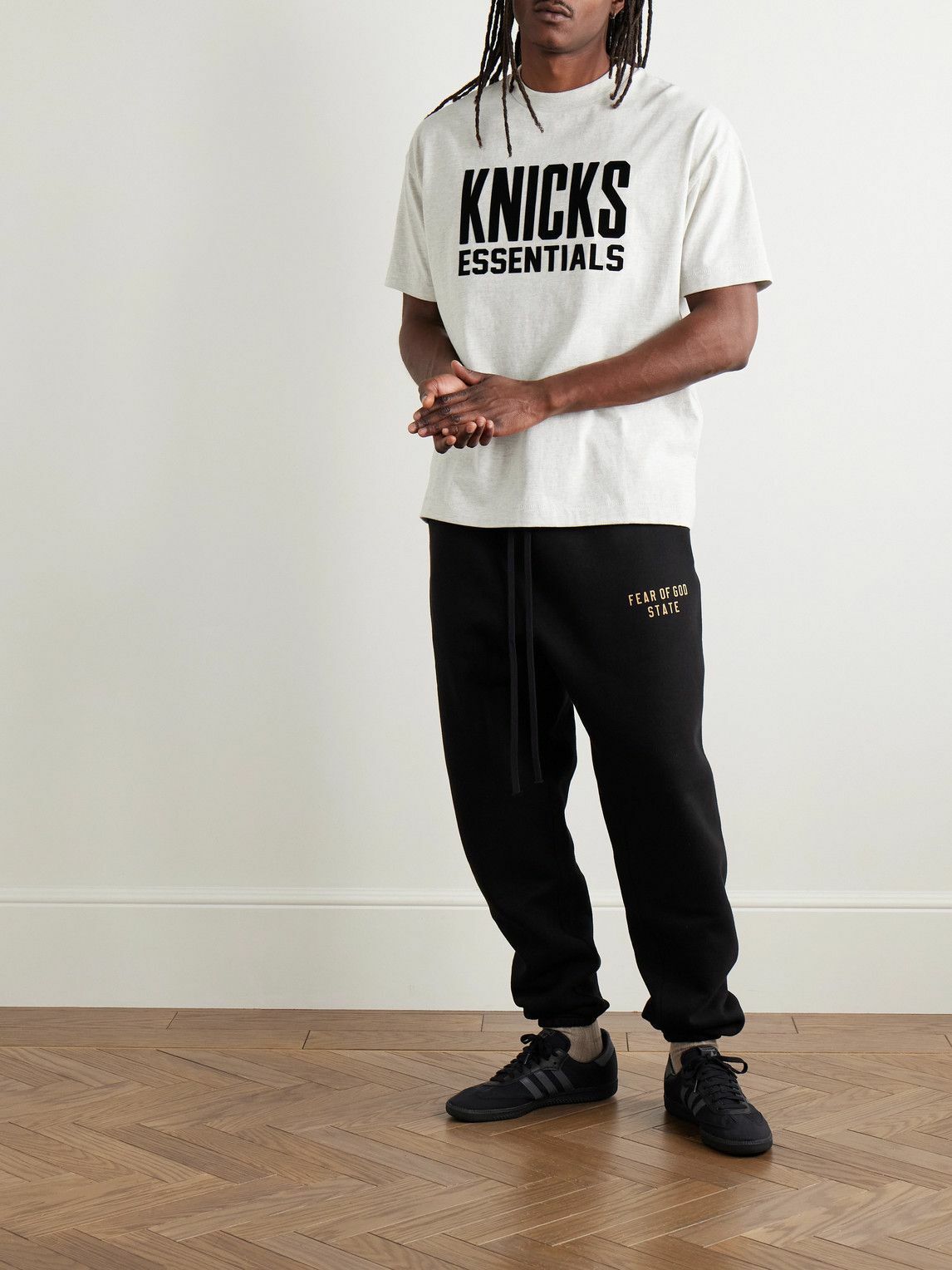 FEAR OF GOD ESSENTIALS - NBA Knicks Appliquéd Cotton-Jersey T-Shirt ...