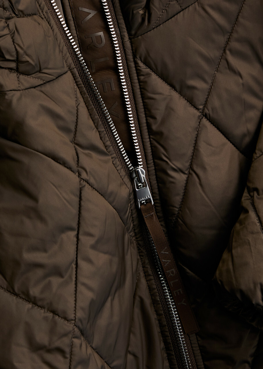 Varley Frisco Quilted Hooded Shell Jacket Brown Varley