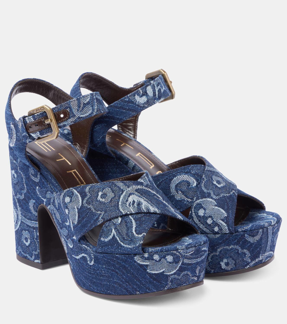 Etro Jacquard denim platform sandals Etro