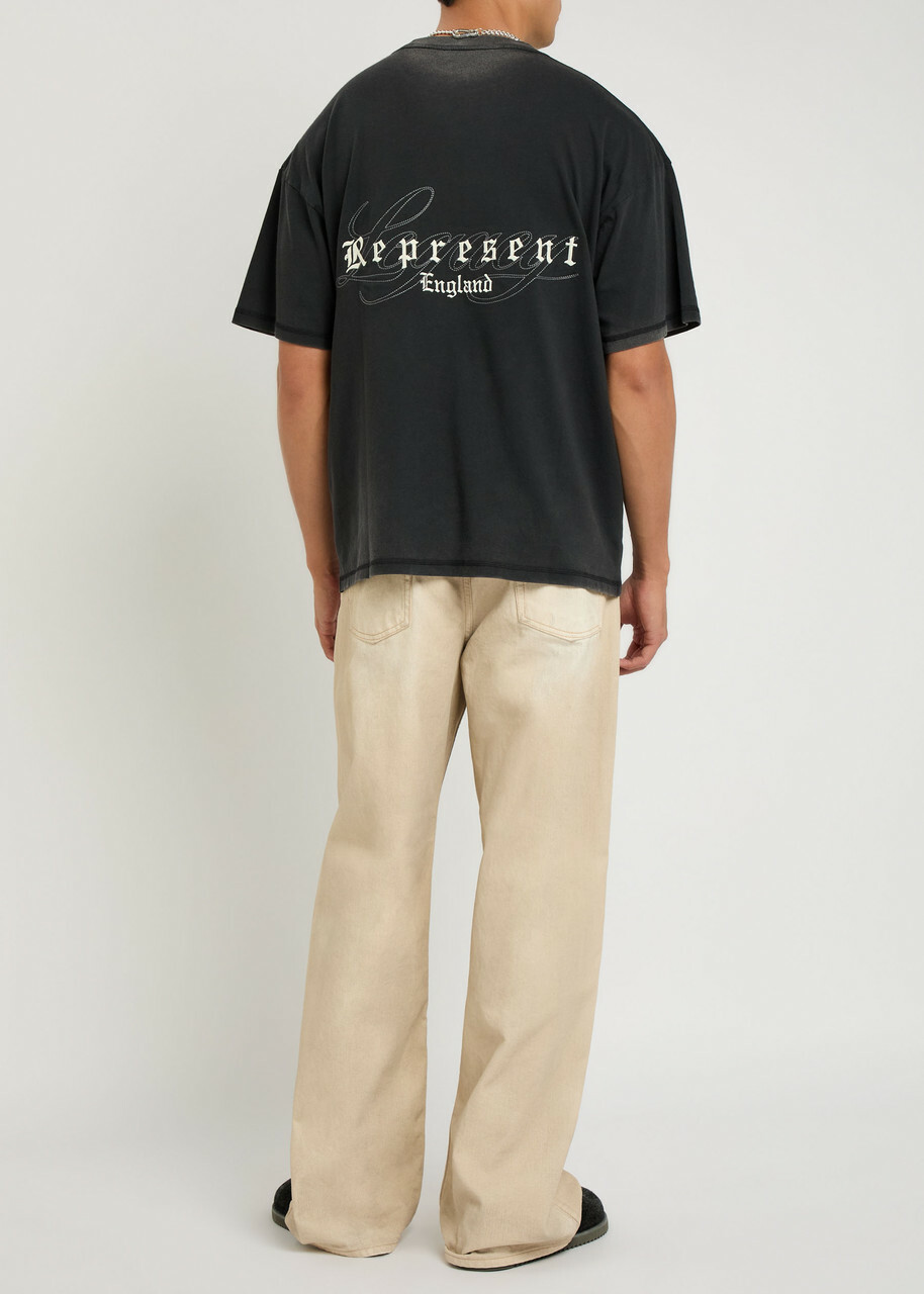 Represent Legacy Overprint Logo Cotton T-shirt Black Represent