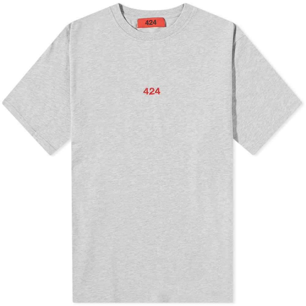 424 Men's Logo T-Shirt in Grey Marl 424