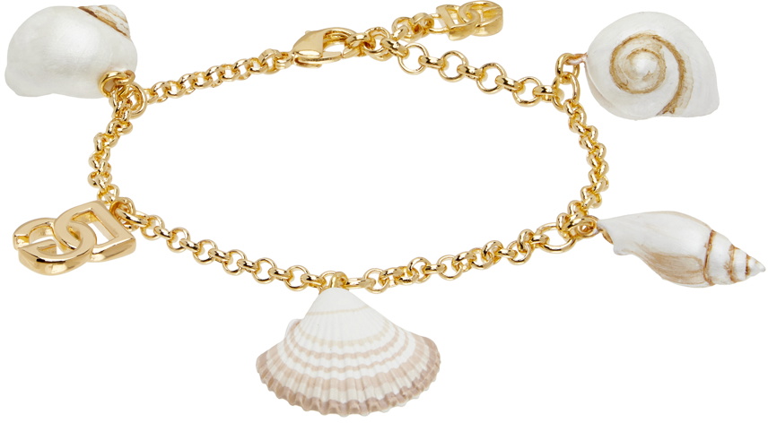 Dolce&Gabbana Gold Shell Charm & DG Logo Bracelet Dolce & Gabbana