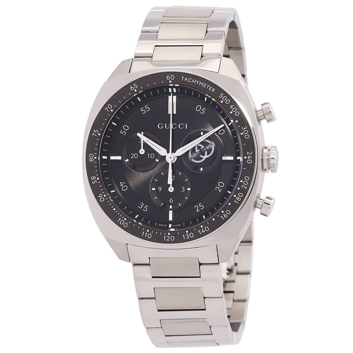 Gucci Interlocking G Chronograph Quartz Black Dial Mens Watch YA142316 ...