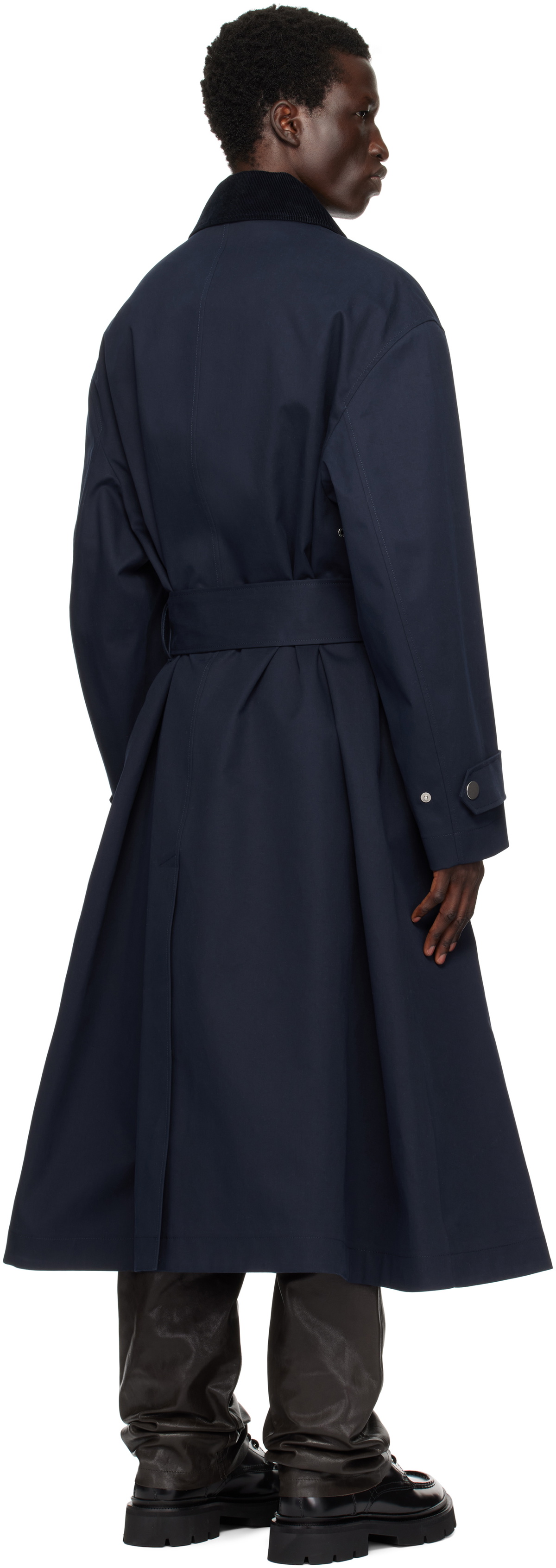 AMI Paris Navy Belted Mac Trench Coat AMI